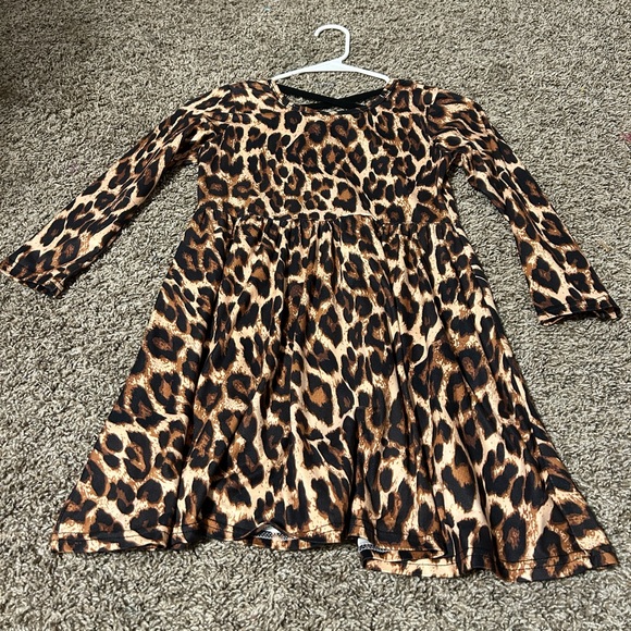Dresses | Leopard Print Girls Dress With Cross Cross Upper Back Size 78 ...